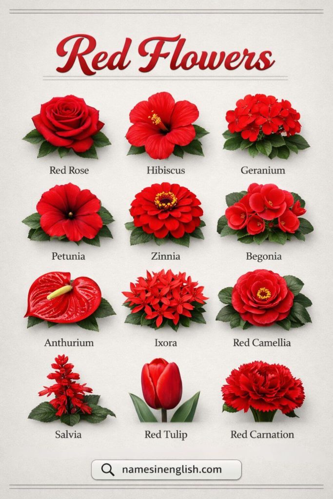 Types of Red Flowers: Names, Facts & Growing Details